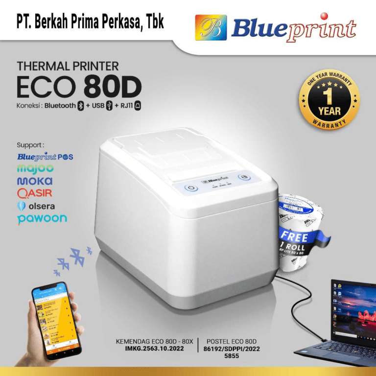 Printer Thermal Dekstop 80 mm BLUEPRINT ECO80D USB + Bluetooth - Blueprint