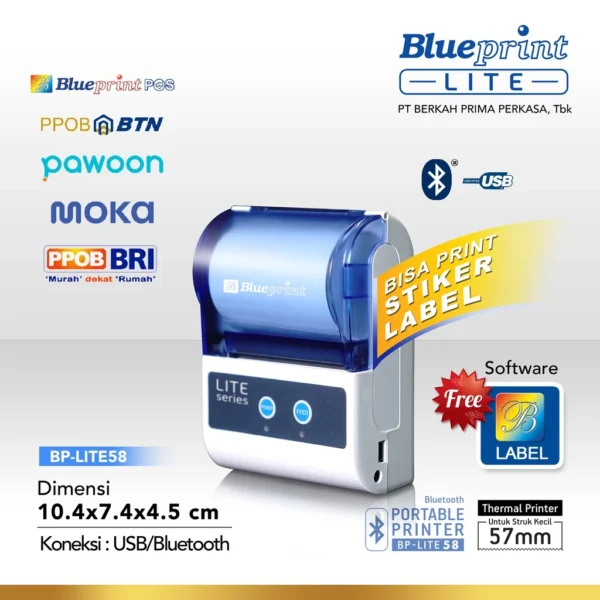 Printer Thermal Kasir Portable PPOB BLUEPRINT Lite 58 Bluetooth - Blueprint