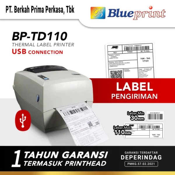 Printer Barcode Thermal Printer Label Resi A6 BLUEPRINT BP TD110 – USB ...