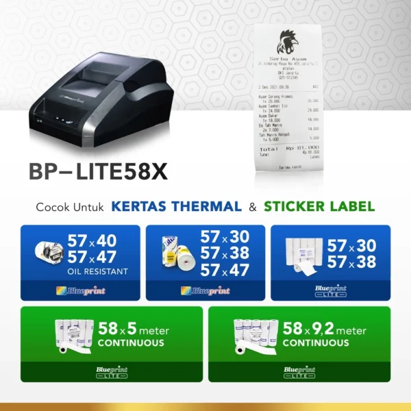 Printer Thermal PPOB Printer Kasir BLUEPRINT Lite 58X Support (USB+RJ11 ...
